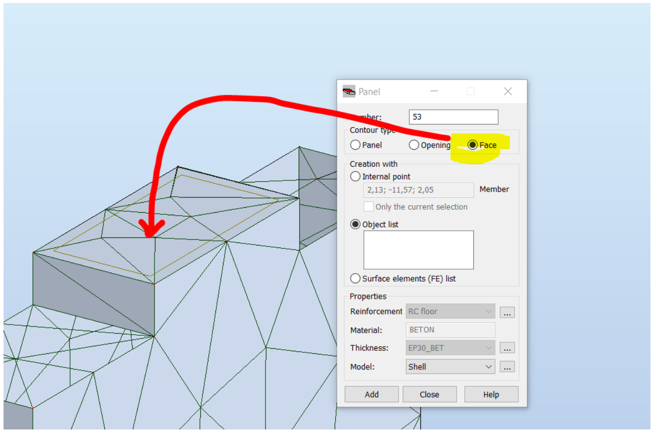 Selected solid model walls are transparent in Robot Structural Analysis