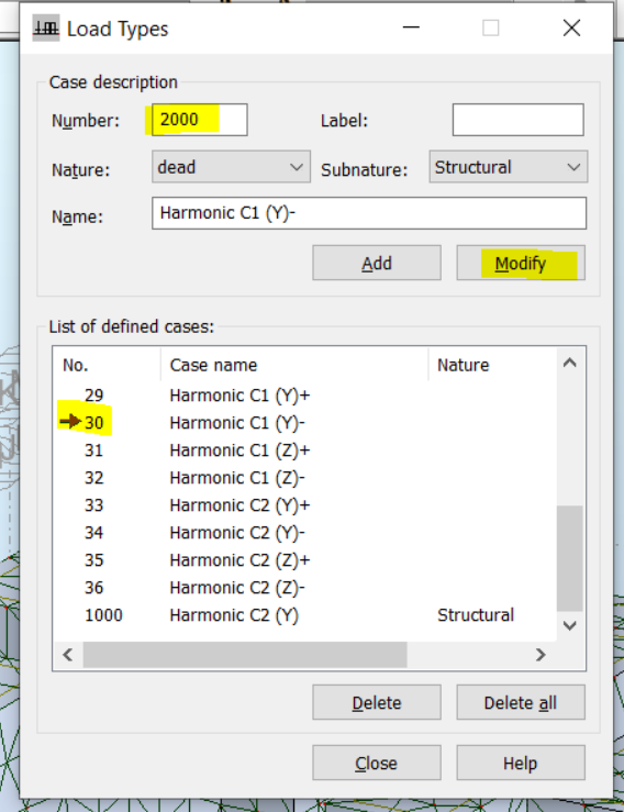 Robot Structural Analysis中模型的荷载工况编号不连续