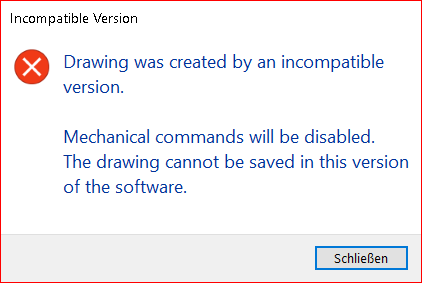 "Incompatible version" pops up, when saving an AutoCAD Mechanical ...