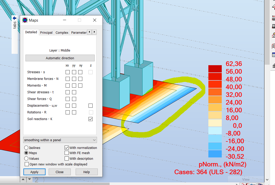 Negative soil pressure in structure with uplift defined for supports and subjected to seismic ...
