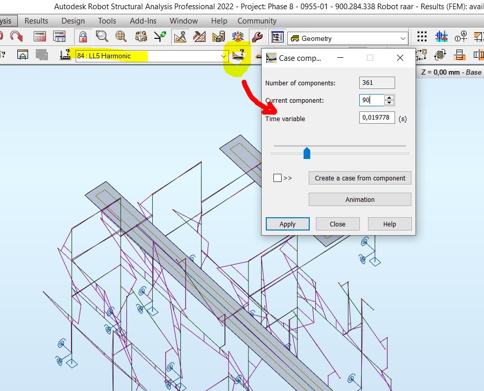 It is impossible to select phase for harmonic load case with damping in Robot Structural Analysis