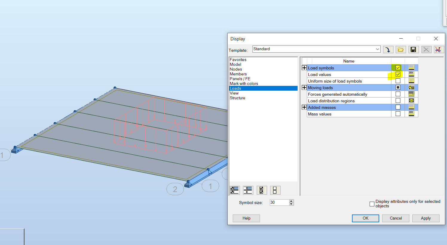 Planar load on contour value not visible in Robot Structural Analysis