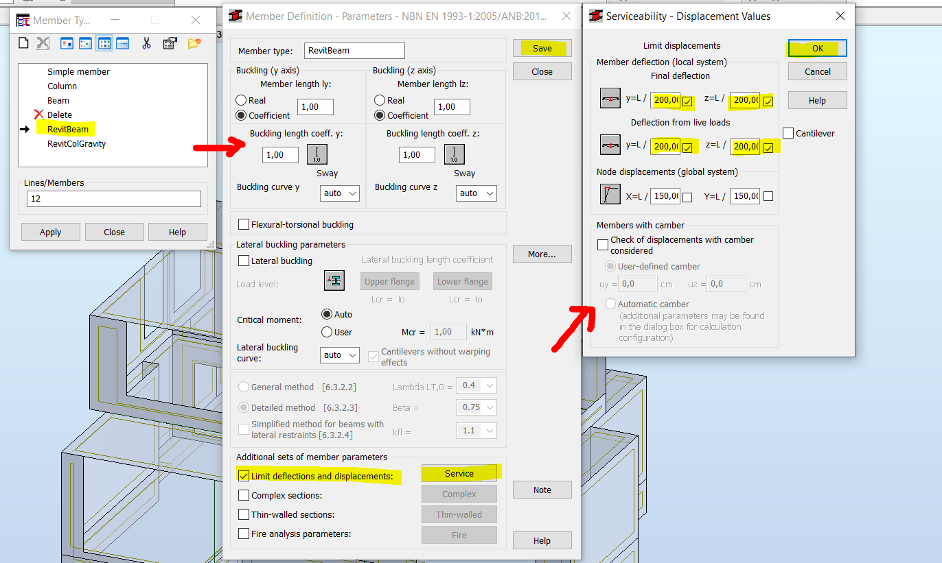 "Members ( ) have not been calculated under SLS" while steel member verification or group design ...