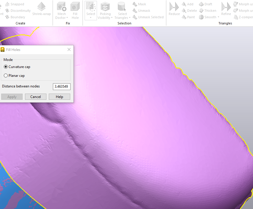 How to fill holes in a mesh in PowerShape.