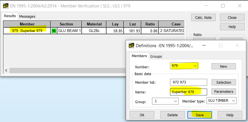 Incorrect member number presented in steel or timber code check verification table in Robot ...