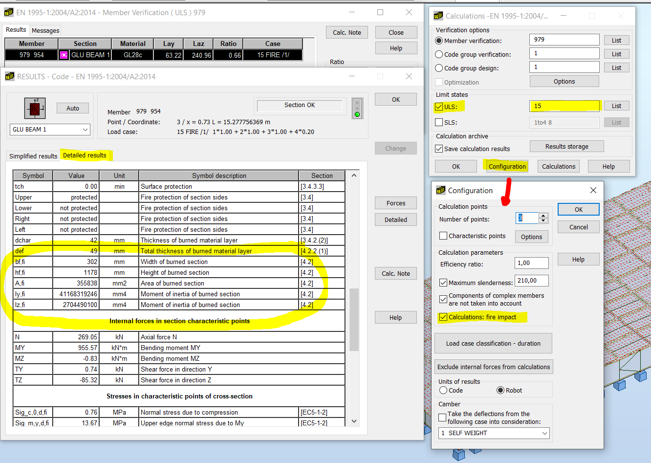 Where timber code check module reduces member cross section to take this into consideration ...