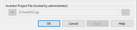 "Inventor project file (locked by administrator)" when attempting to edit an Inventor project ...