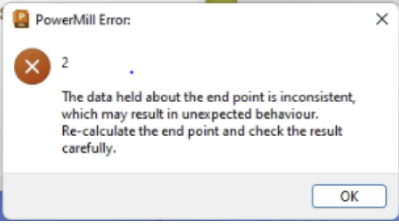 "The data held about the start point and end point is inconsistent ...