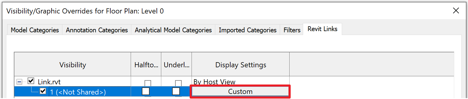 Incorrect visibility of the links using "Linked by view" option in Revit