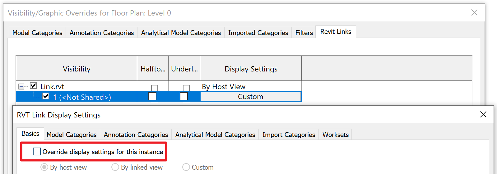 Incorrect Visibility Of The Links Using Linked By View Option In Revit 4595