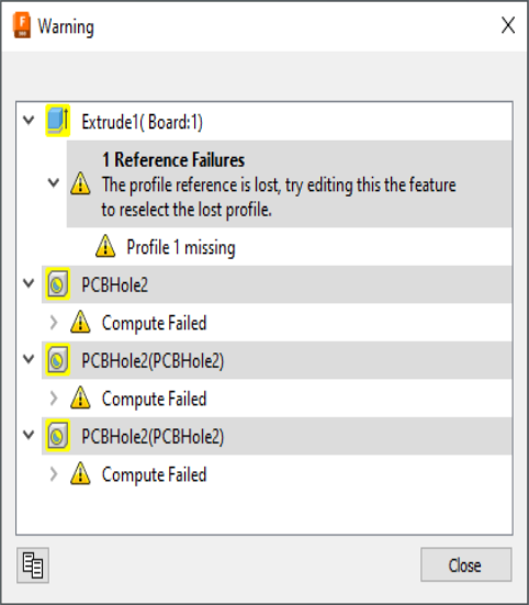 "The profile reference is lost [...] reselect the lost profile." when ...