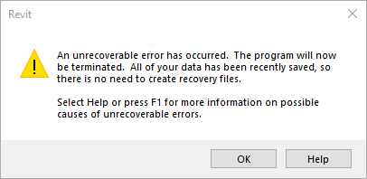 "An unrecoverable error has occurred..." when opening specific views or ...