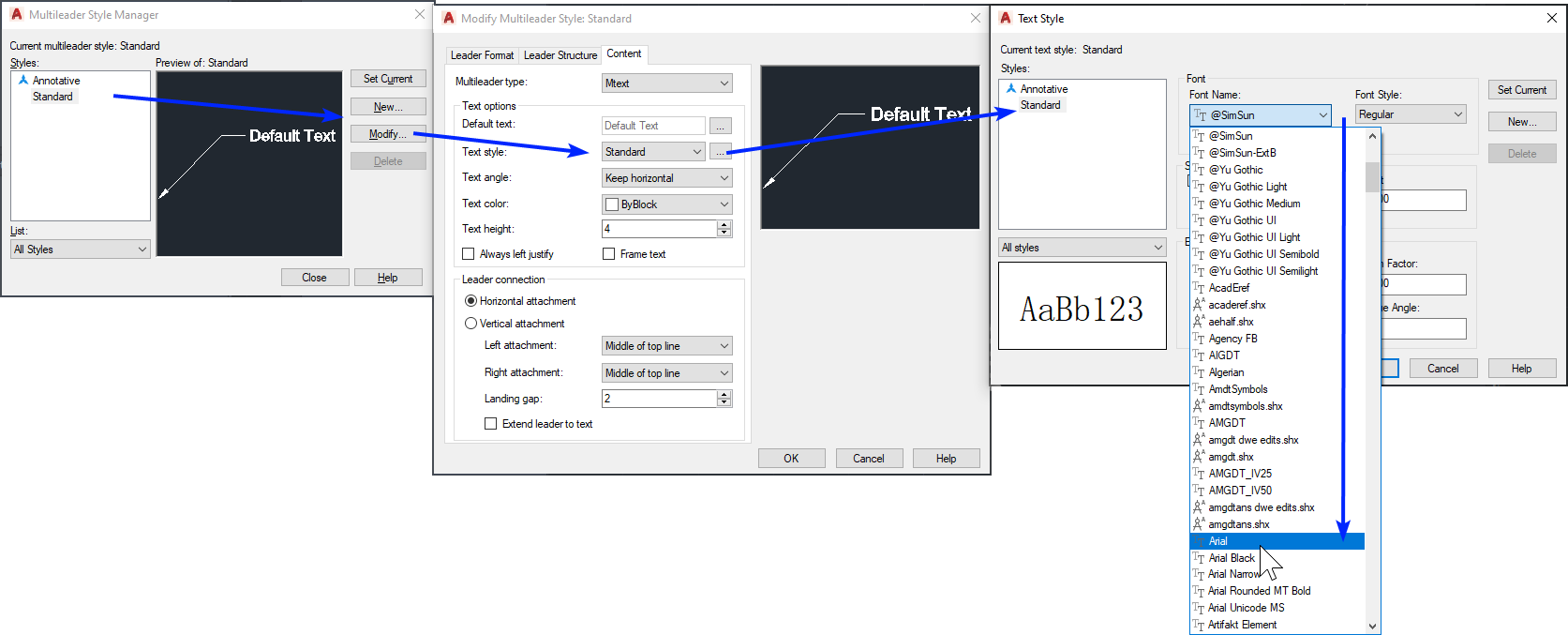 Leader Text Shows Vertical Rather Than Horizontal In AutoCAD