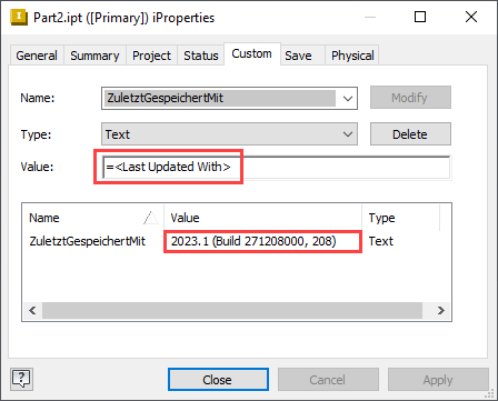 Using file information from Details tab as an iProperty in Inventor files