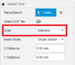 Fusion Help | "The selected DXF file does not contain units information ...