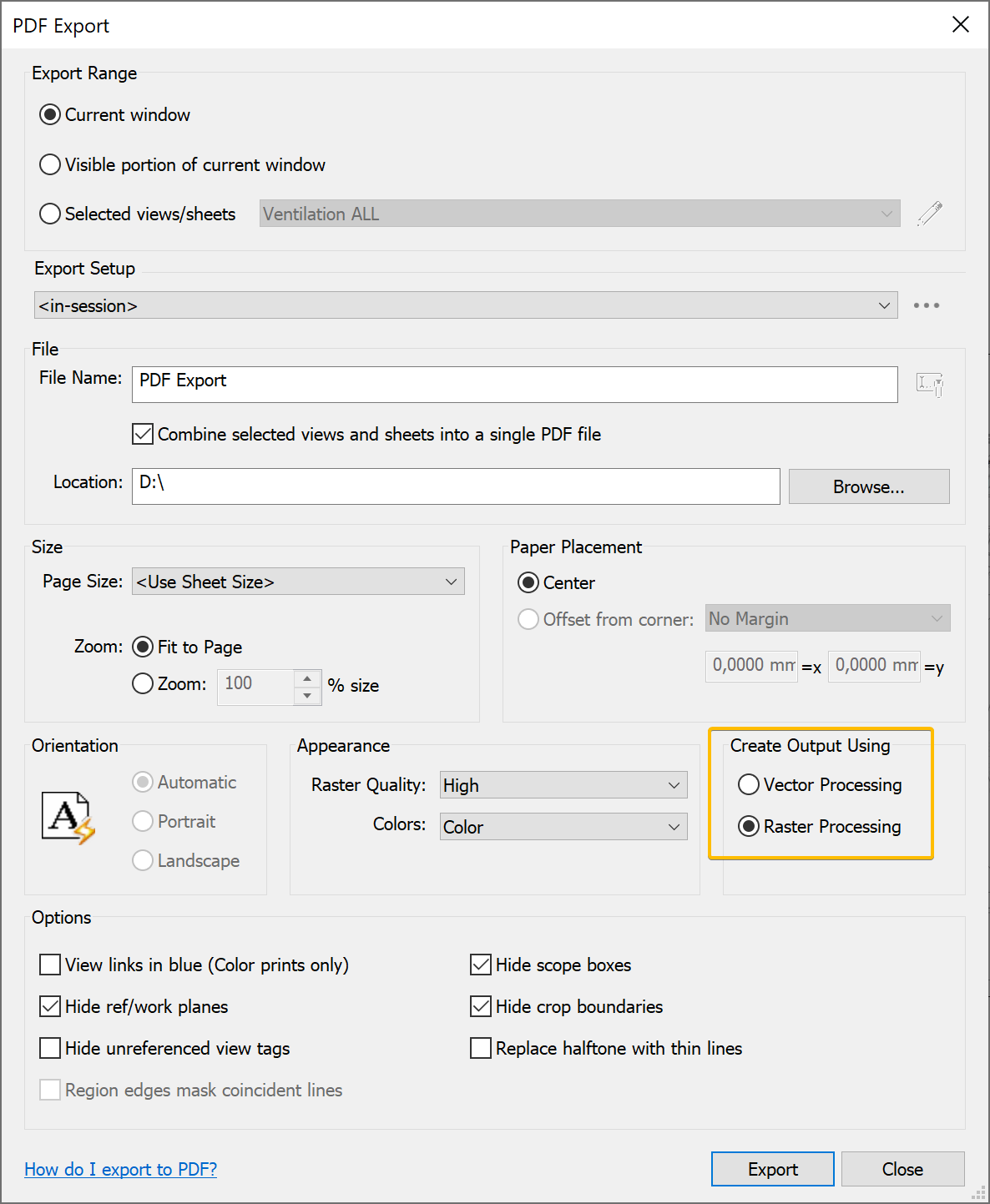 When plotting a linked (background) DWG in Revit, the PDF does not match the screen