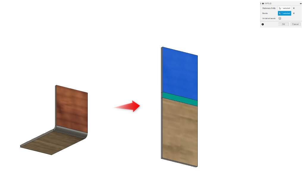 After creating a flat pattern, the texture is applied to the entire ...