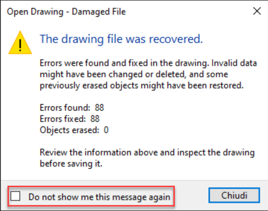 How to show the Drawing Recovery dialog when opening a file that ...