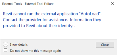"External Tools - External Tool Failure" message when starting Revit ...