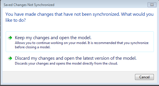 Help | "Your local file is not compatible with the central model..." when opening a cloud ...