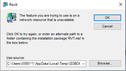 "The feature you are trying to use is on a network resource that is ...
