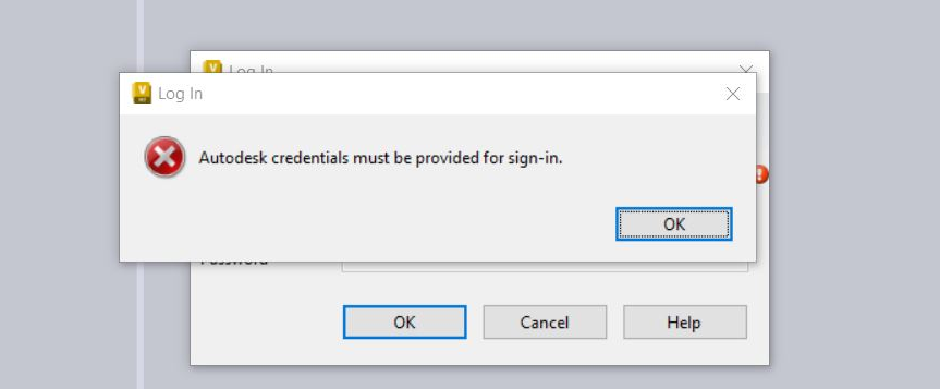 "Autodesk credentials must be provided for sign-in" shows after a new installation of Vault