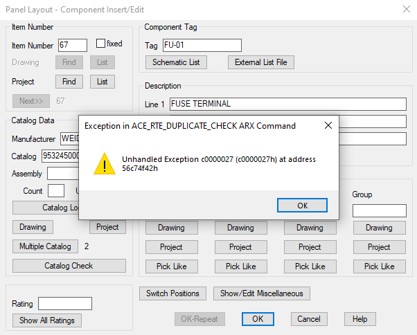 An unhandled exception error occurs in ACE_RTE_Duplicate_Check ARX when ...