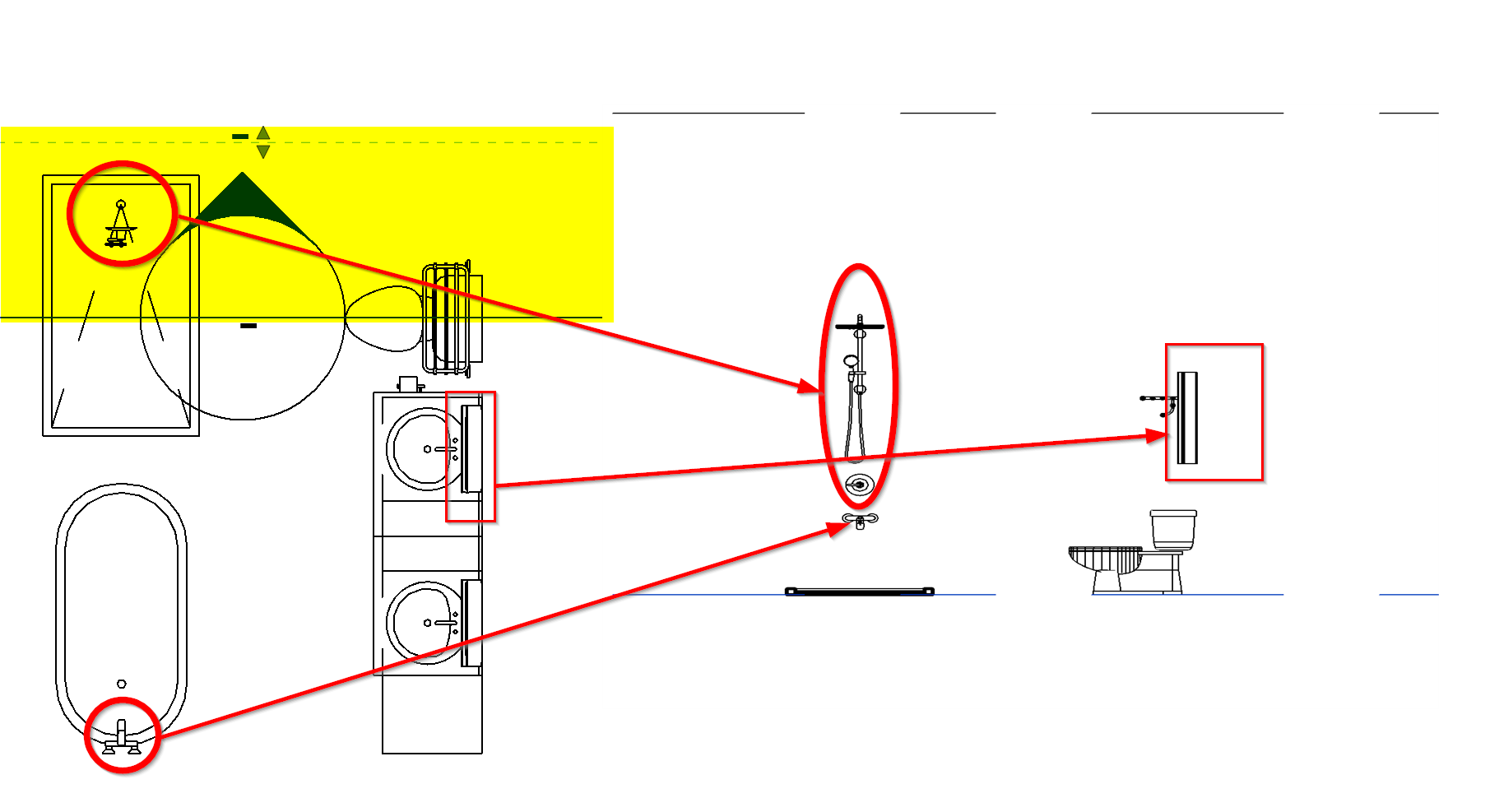 Components of a nested family behind the cut line are visible in Revit view