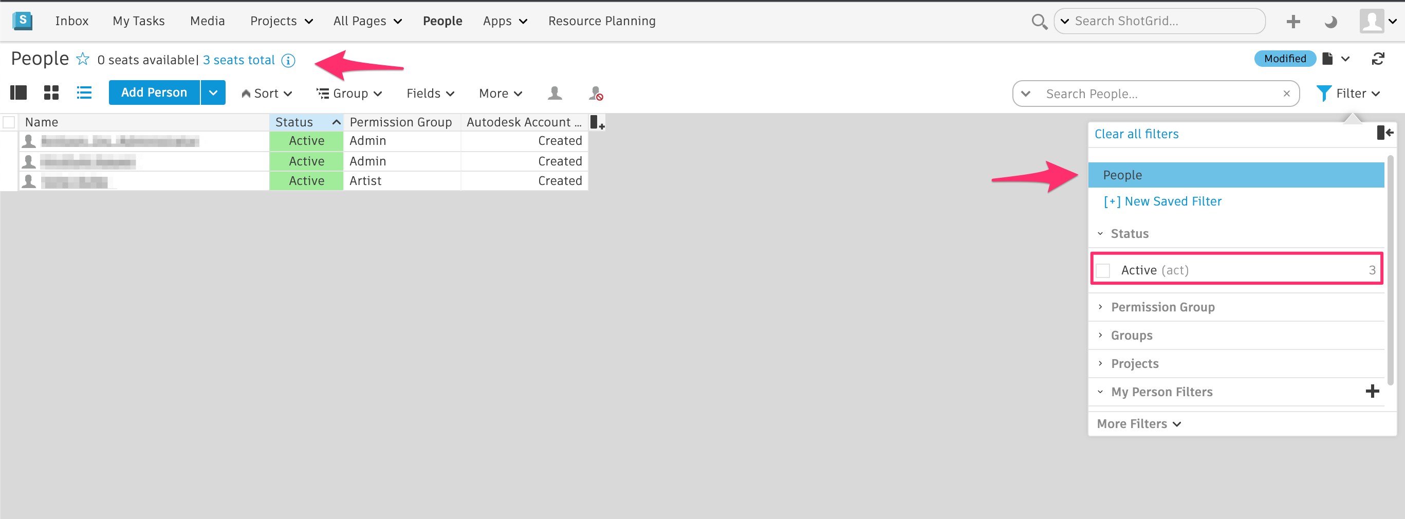在 Flow Production Tracking 中显示的额外活跃用户