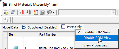 Hide Suppressed components in BOM does not work for parts Only view in Inventor