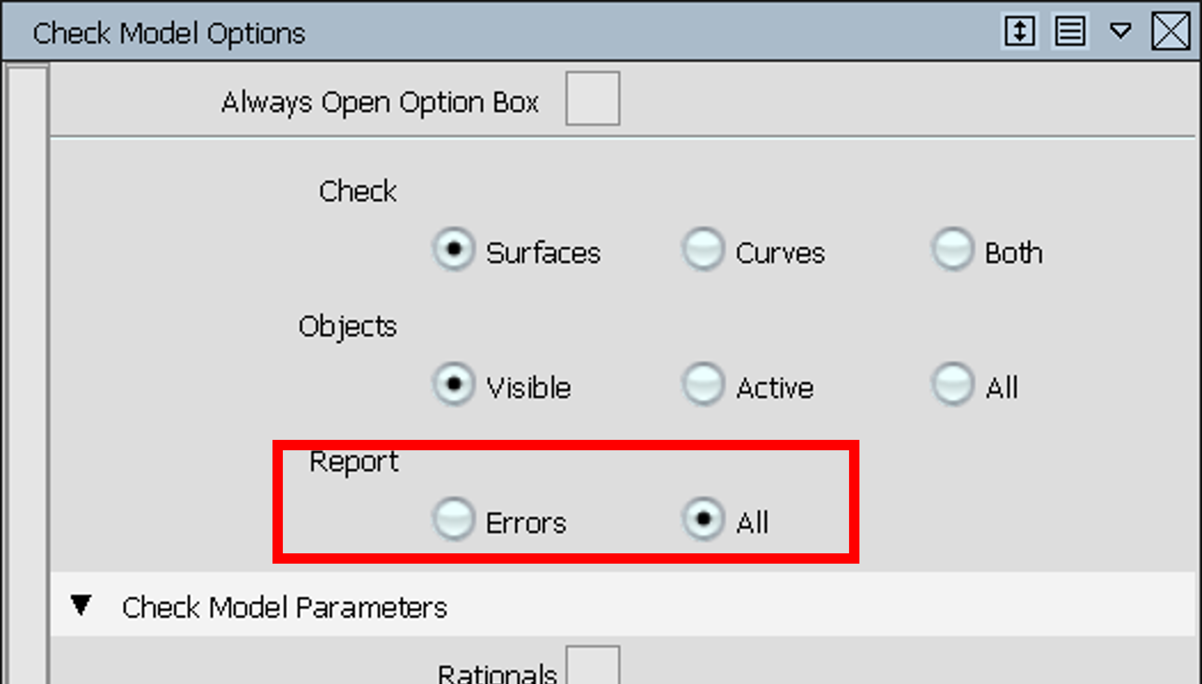 After performing a check model it is not possible to displaying the ...