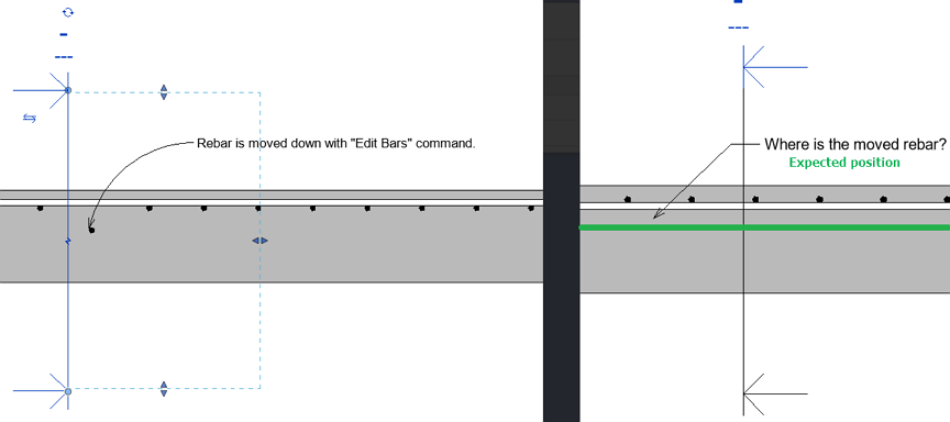 Wrong rebar elevation or missing rebars in section view in Revit