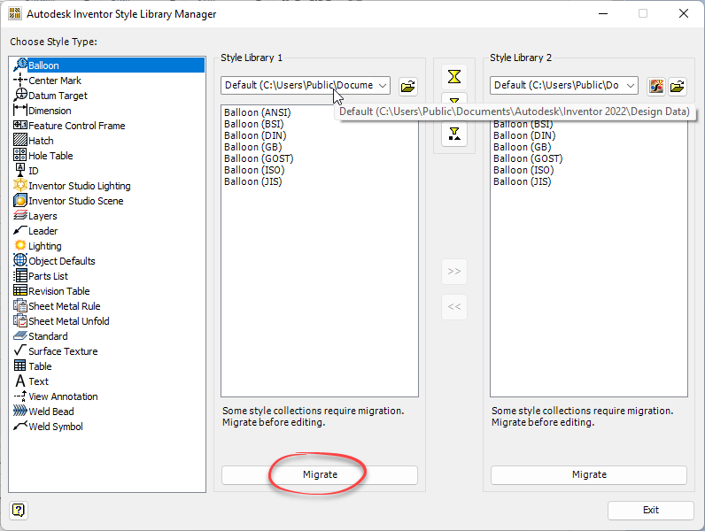 Inventor Style Library Manager 2022提供了移植标准样式的功能