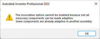 "The Associative option cannot be enabled..." shown when using Copy Object in Inventor assembly ...