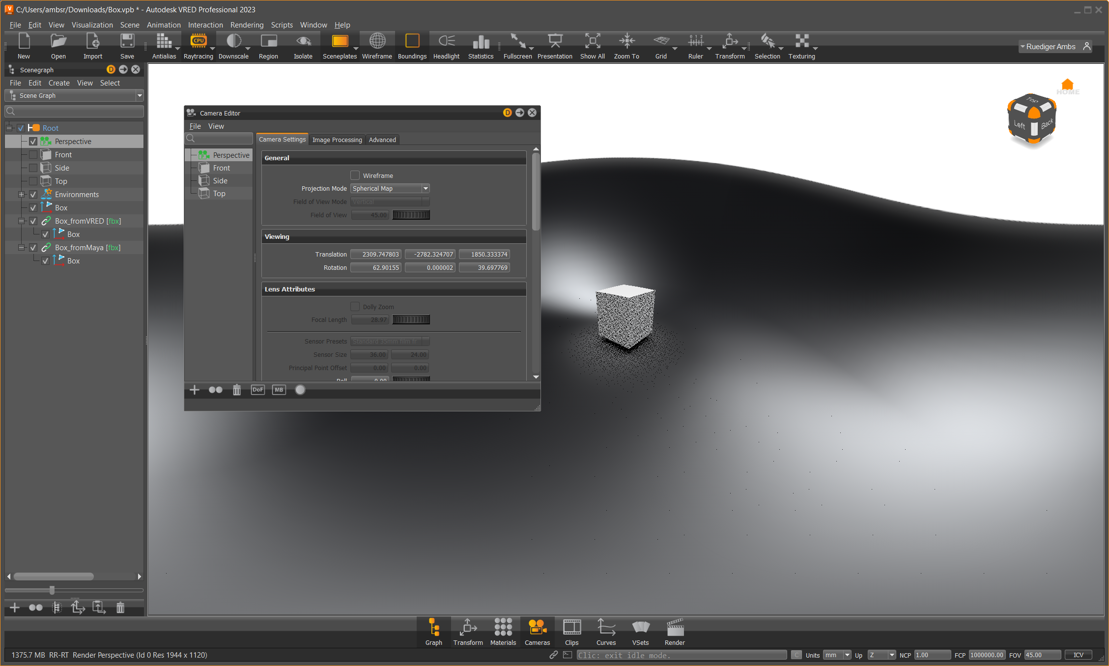 如何在 VRED 中渲染 360° 图像