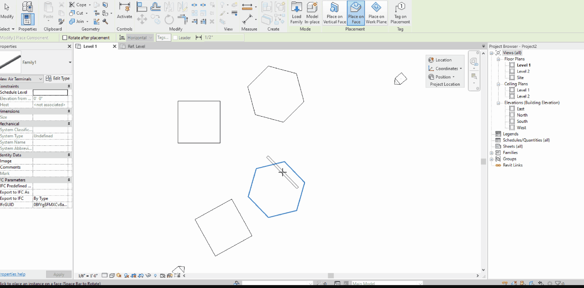 Some air terminal families are placed at a different rotation after ...