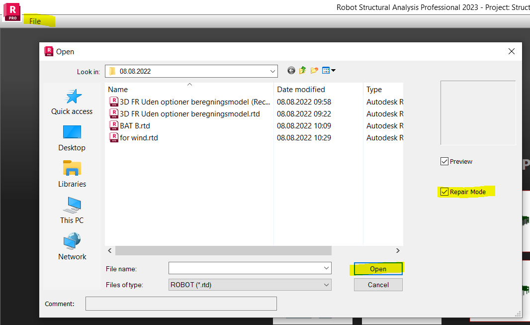 Robot Structural Analysis에서 철골 연결을 생성할 때 충돌이 발생함