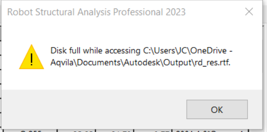 "Disk full while accesing rd_res.rtf" error while calculation note ...