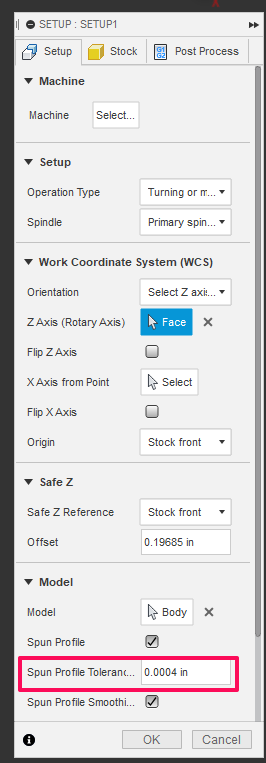 Toolpath generation hangs when using Spun Profile for turning in Fusion