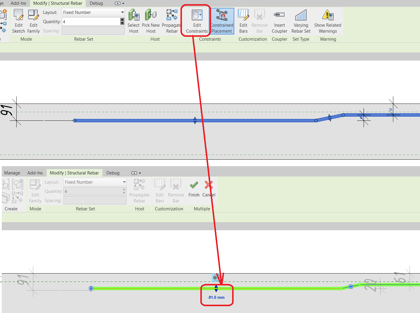Rebar wrongly modified and moved editing sketch in Revit