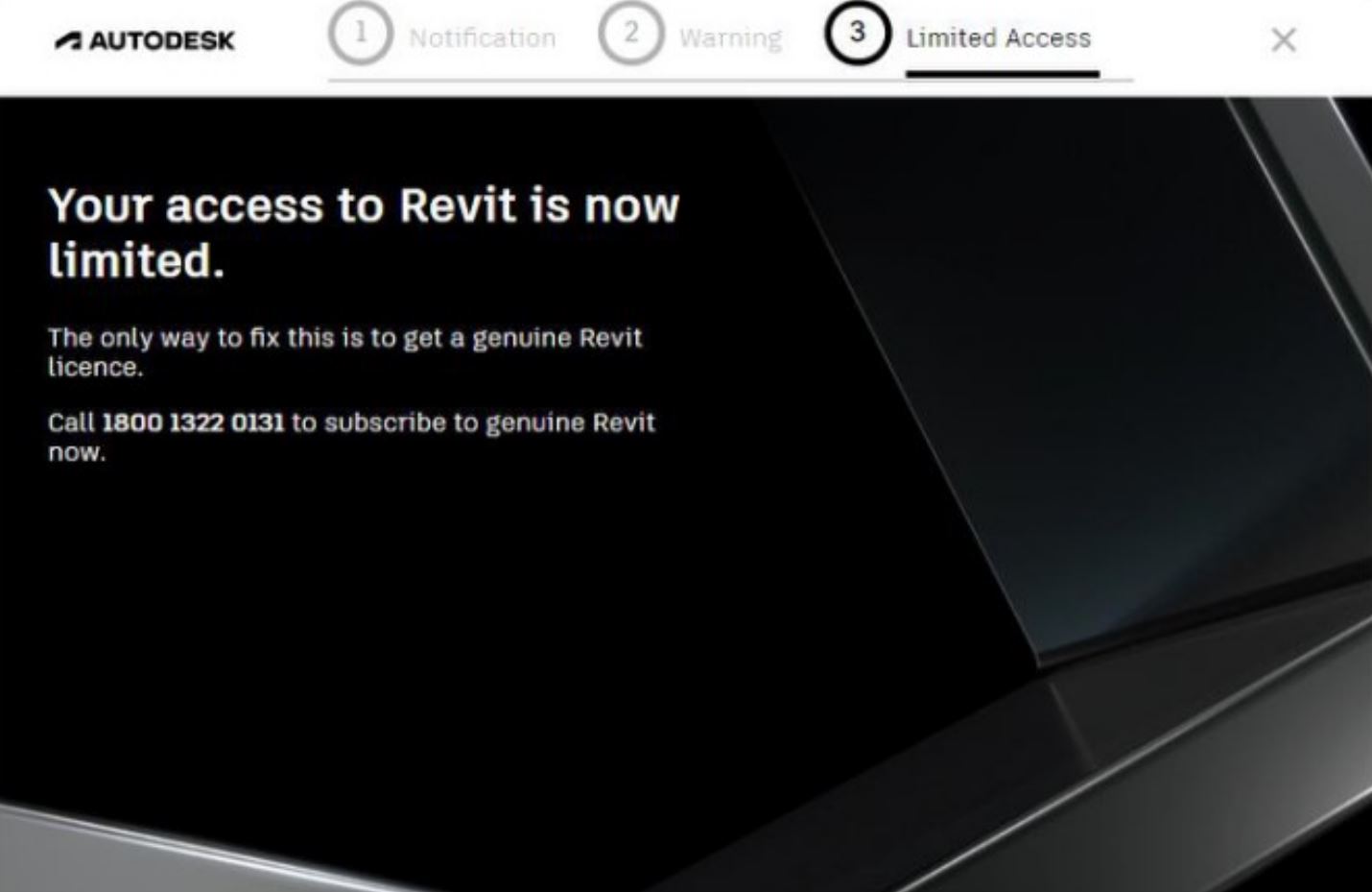 "Your access to Revit is now limited" when working on Revit