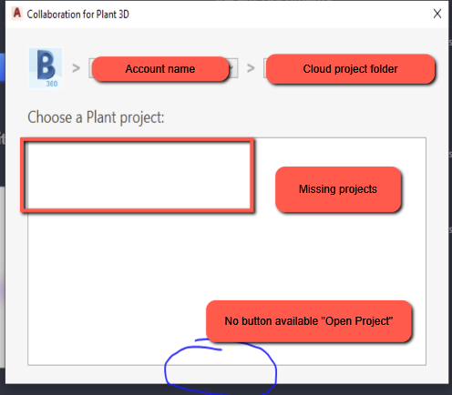 Not possible for a specific user to open an AutoCAD Plant 3D collaboration project