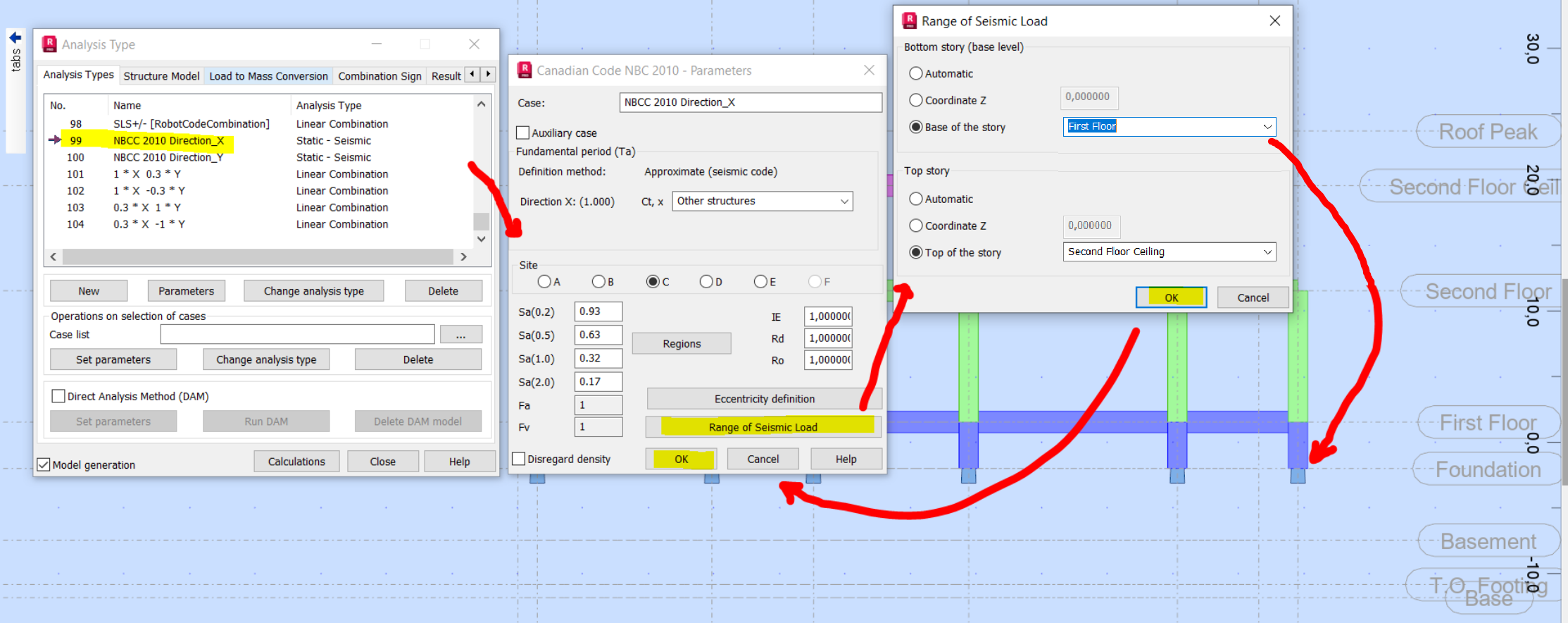"There are no nodes in the floor plane. It is impossible to apply forces for the static seismic ...