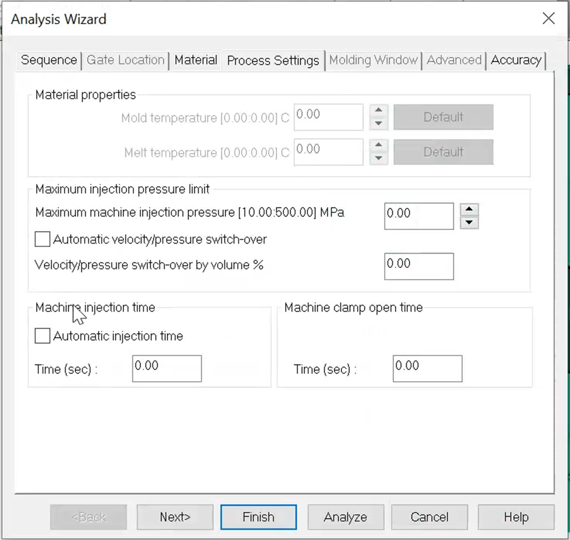 "Enter a number between 1 and ..." when editing process settings in Moldflow Adviser