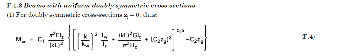 Eurocode에 따른 철골 설계의 Mcr이 Robot Structural Analysis에서 계산되는 방법