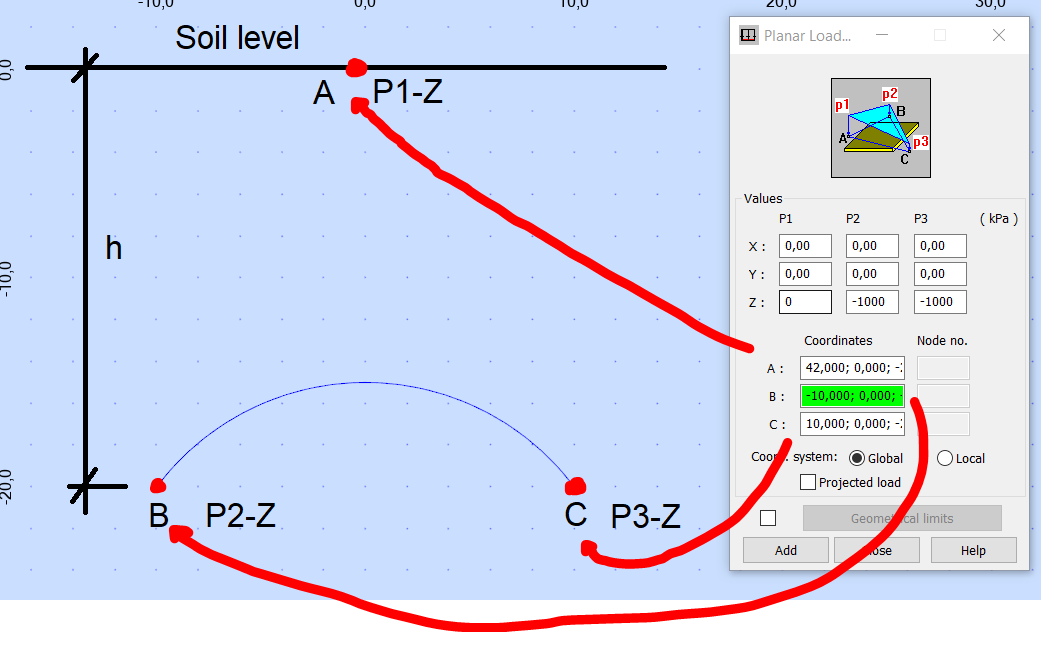 How to define load from soil weight over curved panel in Robot Structural Analysis