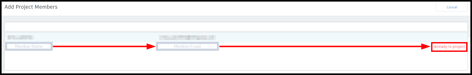 "Already in project" message displayed when trying to add a new member ...
