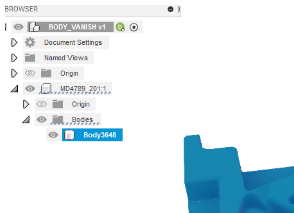 Solid Body disappears after using stitch command in Fusion 360.