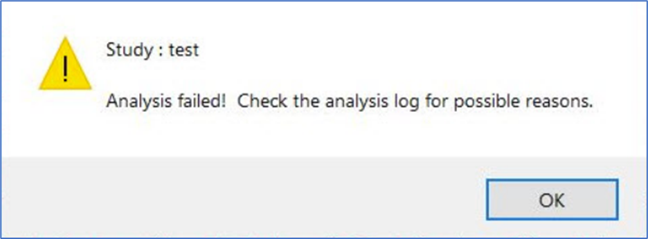 "Analysis failed! Check the analysis log for possible reasons" when ...