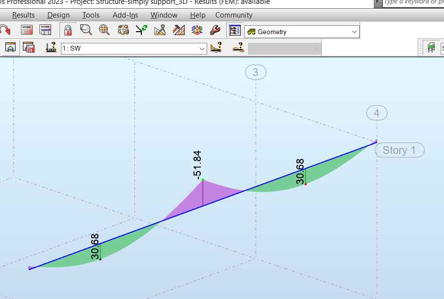 Different bending moments presented for RC beam in analytical module and in RC provided ...
